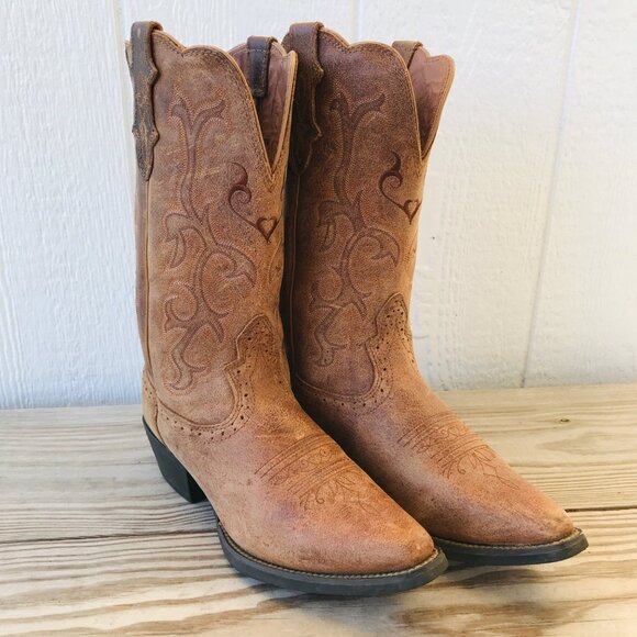Justin Boots | Shoes | Justin Mckayla Womens Chestnut Brown Leather ...